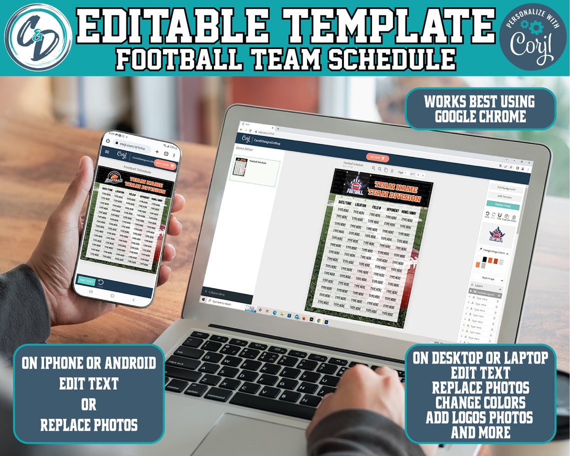 Customizable Football Schedule Template, Editable Sports Schedule ...