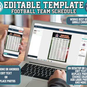 Customizable Football Schedule Template, Editable Sports Schedule ...