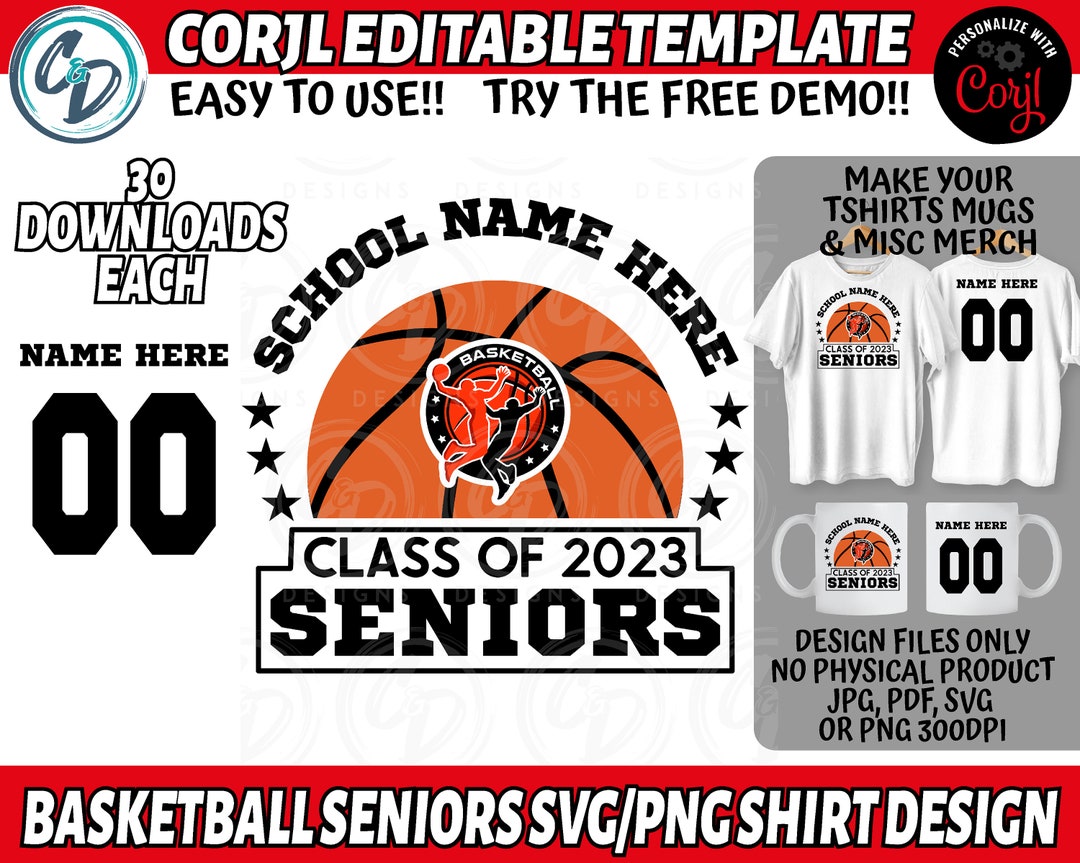 Corjl Editable Basketball Seniors Template, Editable Basketball Design ...