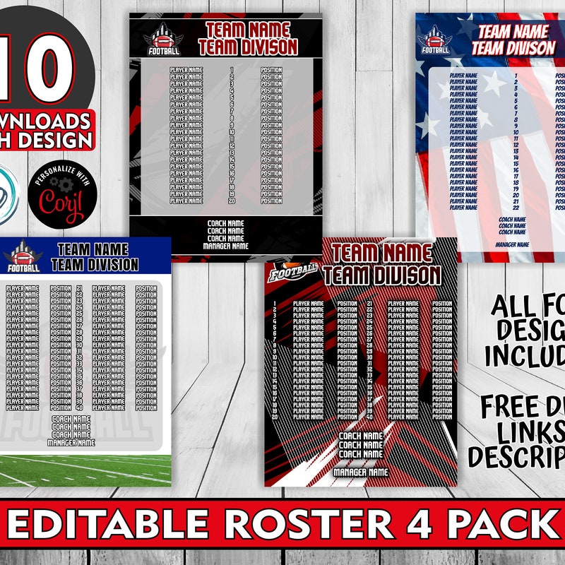 Team Roster Template - Etsy