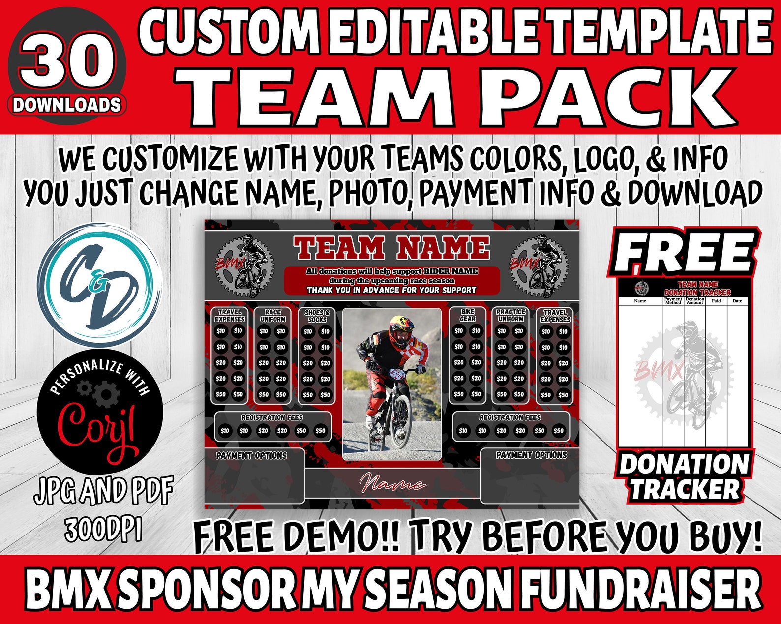 Corjl Editable BMX Sponsor My Season Fundraiser, Bicycle Racing Team ...