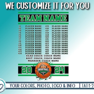 Basketball Shirt Back Custom PNG, Custom Basketball Roster Design ...