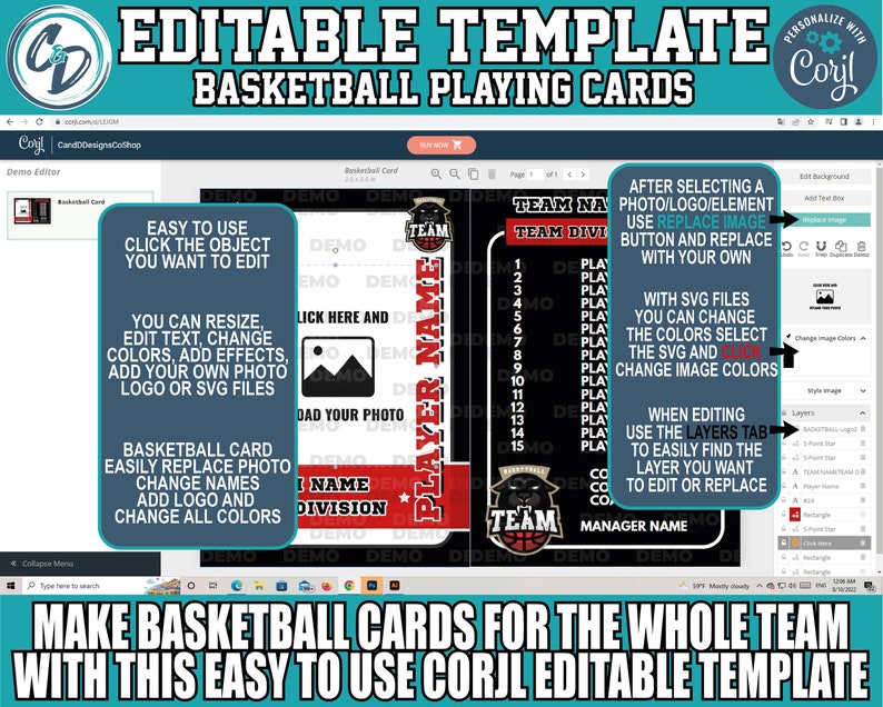 Customizable Basketball Card Template - Editable Sports Card Design ...