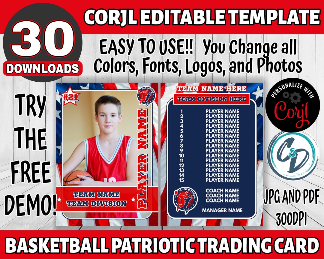 Customizable Basketball Card Template - Editable Sports Card Design ...