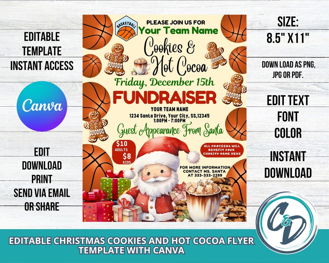 Basketball Christmas Cookies and Hot Cocoa Fundraiser Flyer Basketball ...