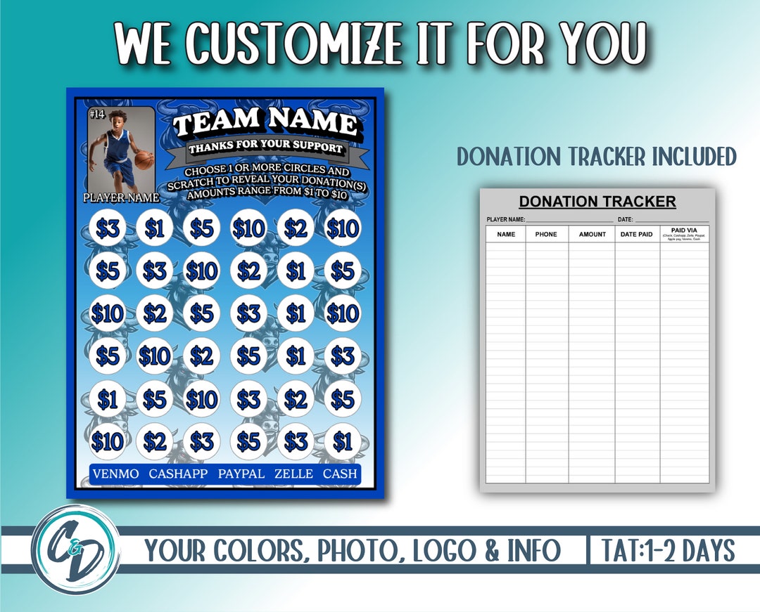 Custom Basketball Scratch off Fundraiser, Personalized Basketball ...