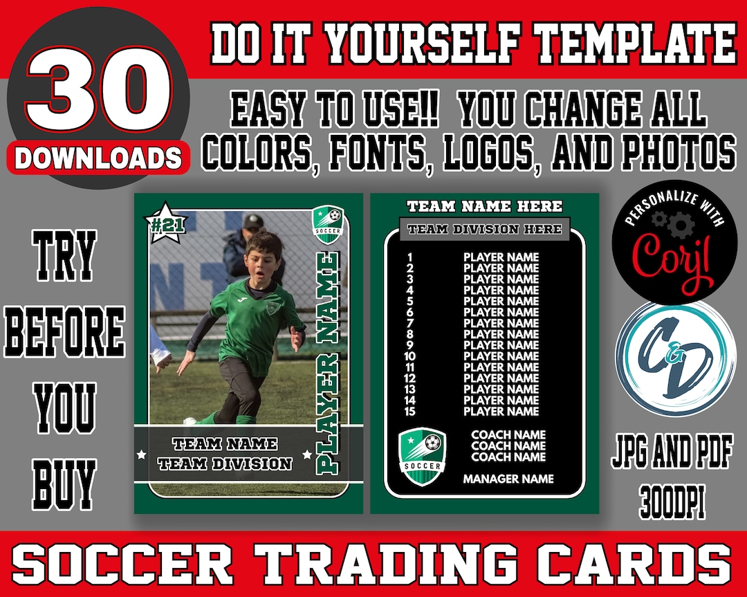 Customizable Soccer Card Template - Editable Sports Card Design, Corjl ...