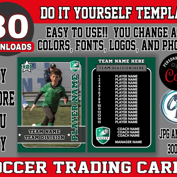 Custom Editable Soccer Cards - Etsy