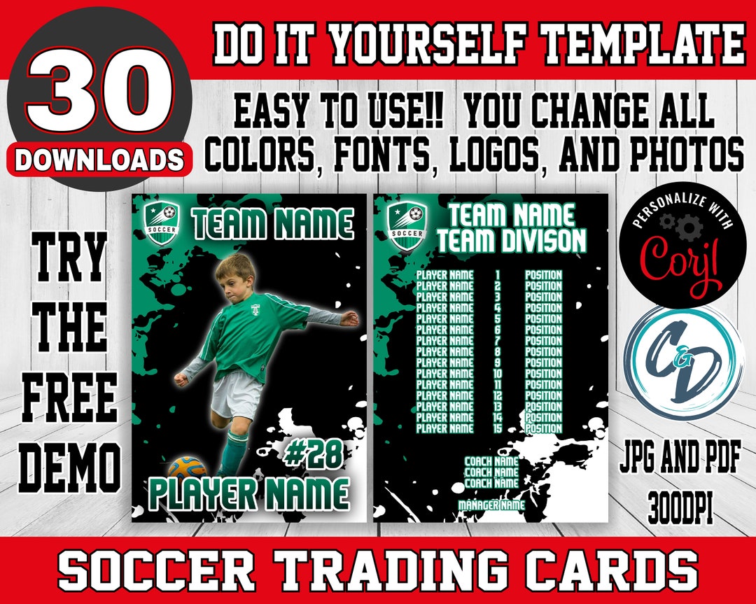 Customizable Soccer Card Template - Editable Sports Card Design, Corjl ...