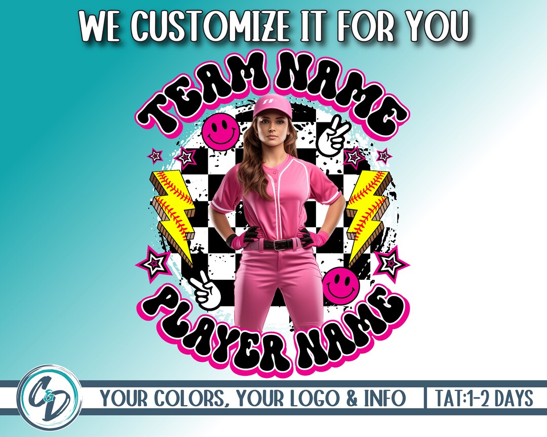 Retro Custom Softball Design, Softball Custom PNG, Shirt Design, Smile ...