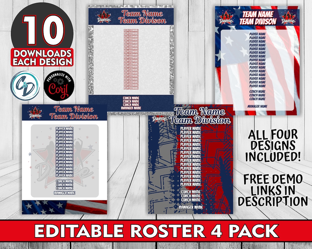 Customizable Dance Roster Template Pack , 4 Designs Included, Corjl ...