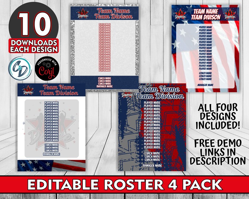 Customizable Dance Roster Template Pack , 4 Designs Included, Corjl ...