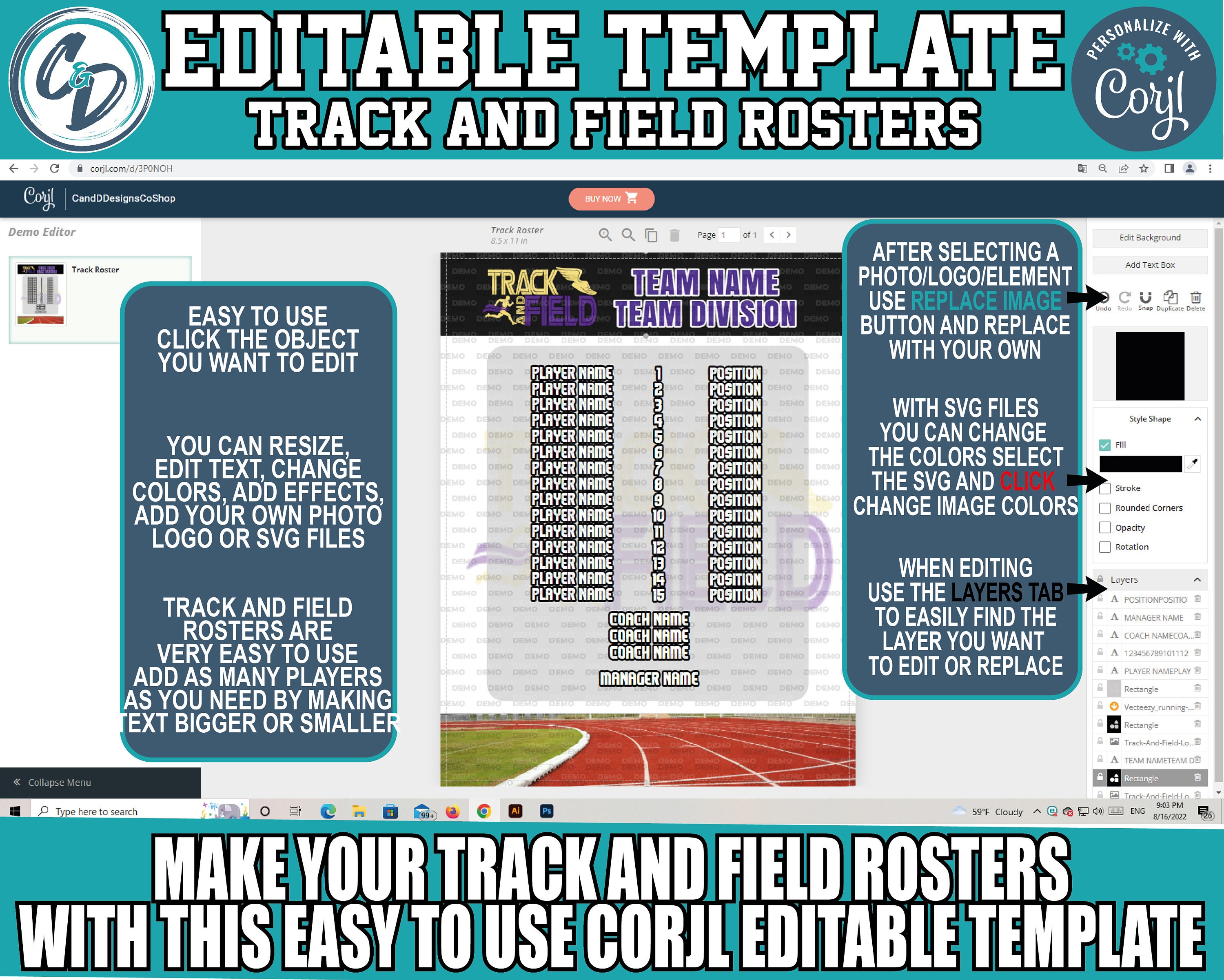 Customizable Track and Field Roster Template, Editable Sports Roster ...
