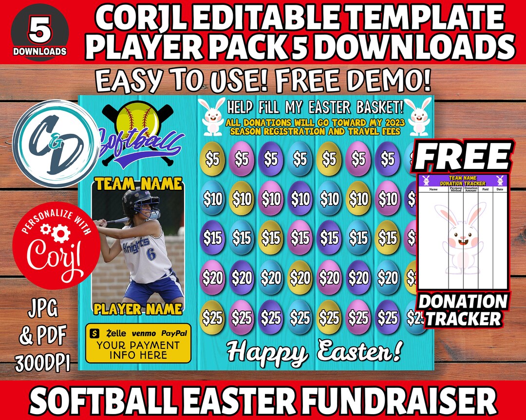 Corjl Editable Softball Easter Fundraiser, Softball Easter Egg Hunt ...
