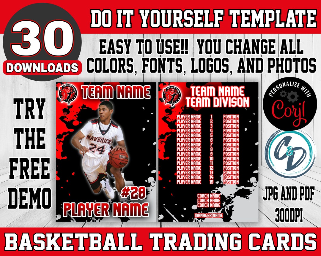 Customizable Basketball Card Template Editable Sports Card Design ...