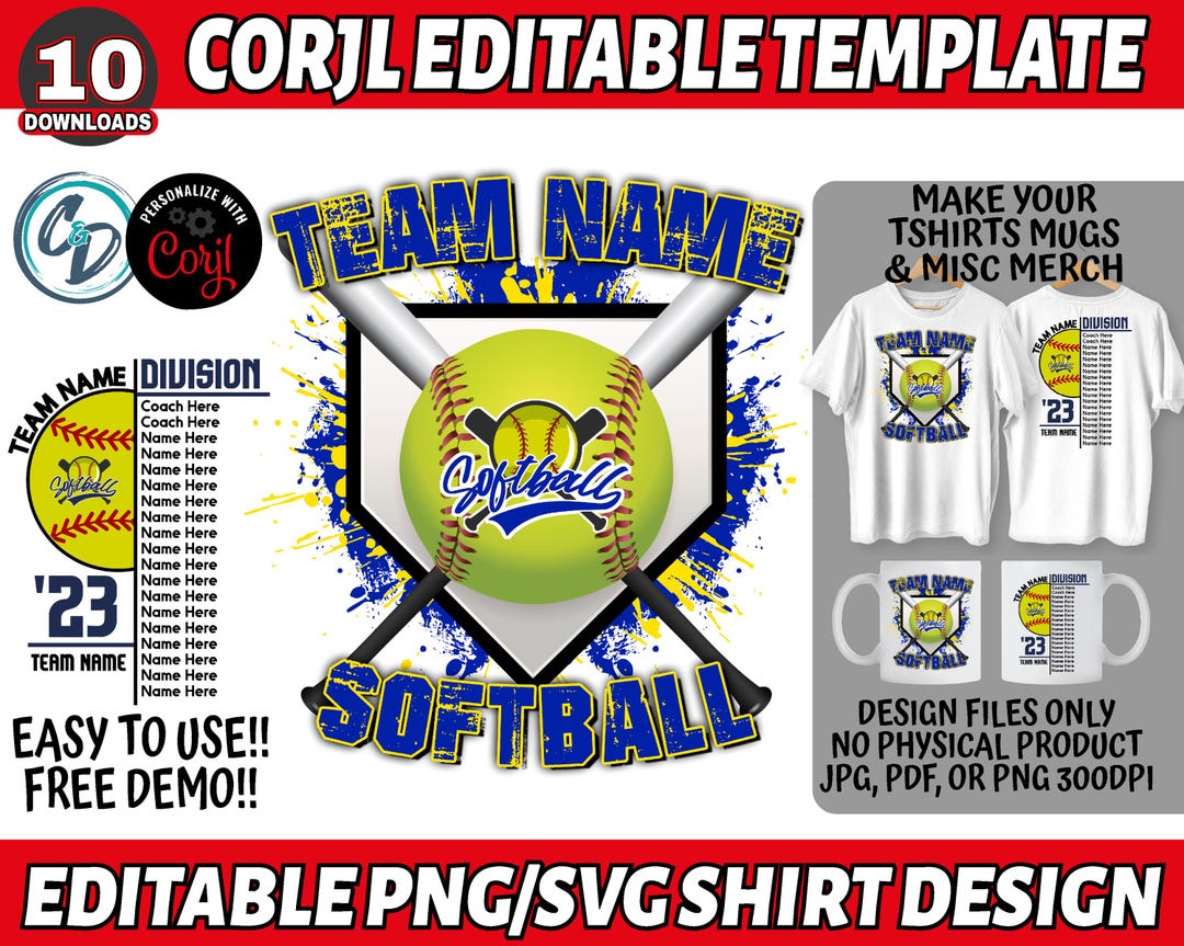 Corjl Editable Softball Plate Design PNG, Custom Softball Bats Editable ...