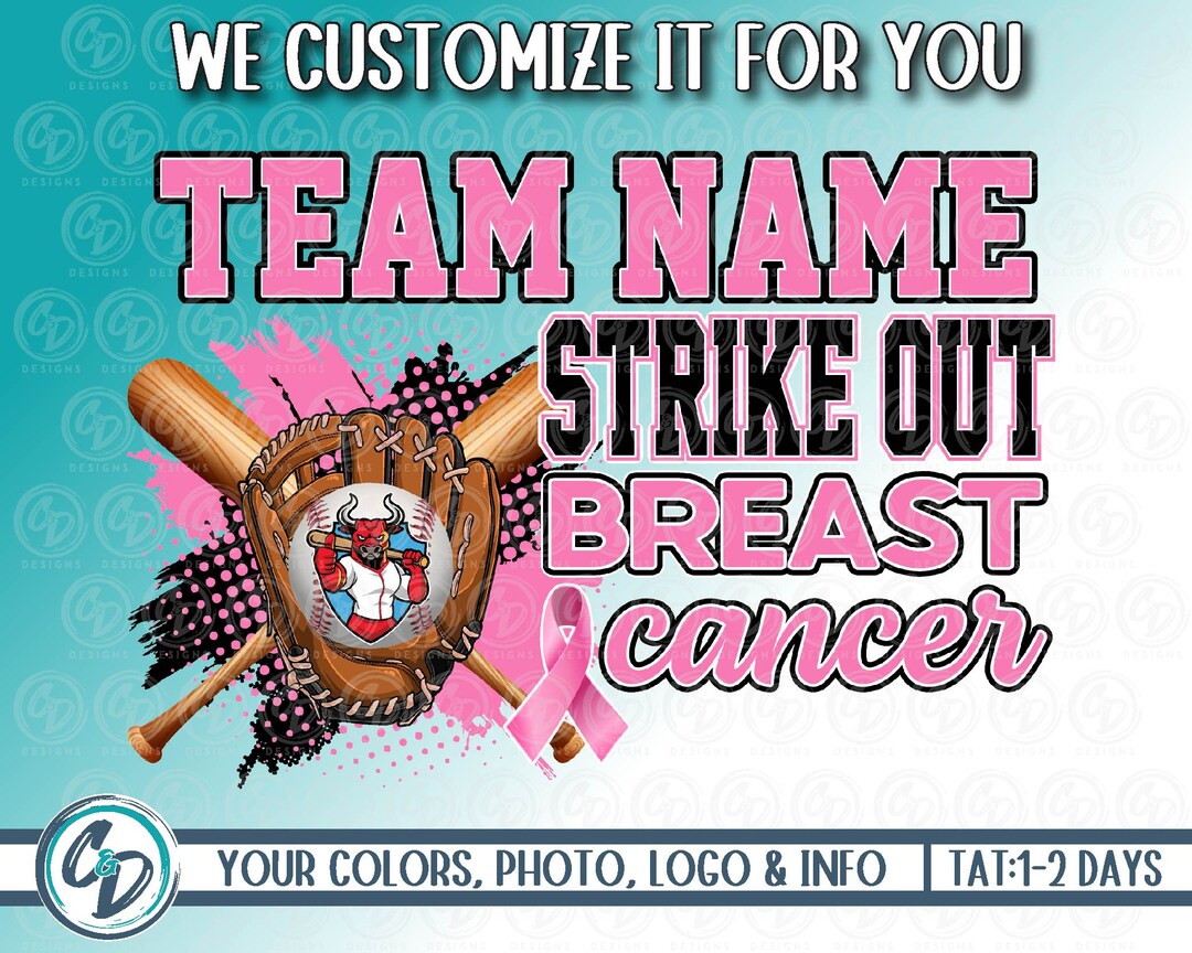 Custom Baseball Breast Cancer Design, Personalized Baseball Cancer PNG ...