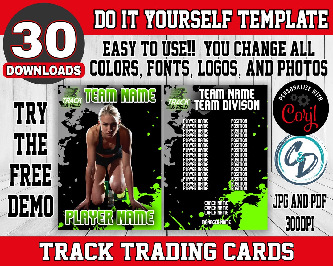 Customizable Track and Field Card Template Editable Sports Card Design ...