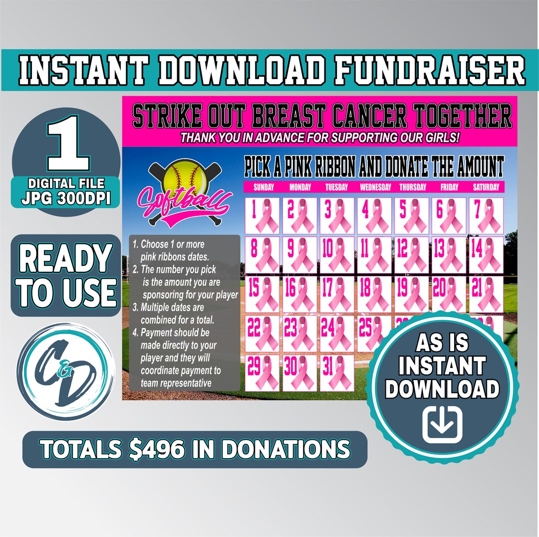Softball Breast Cancer Awareness Month Fundraiser, Softball Pink Ribbon ...