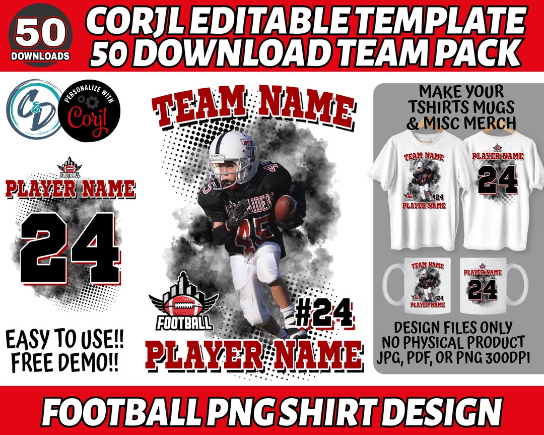 Corjl Editable Football Player Design, Editable Football Smoke PNG ...