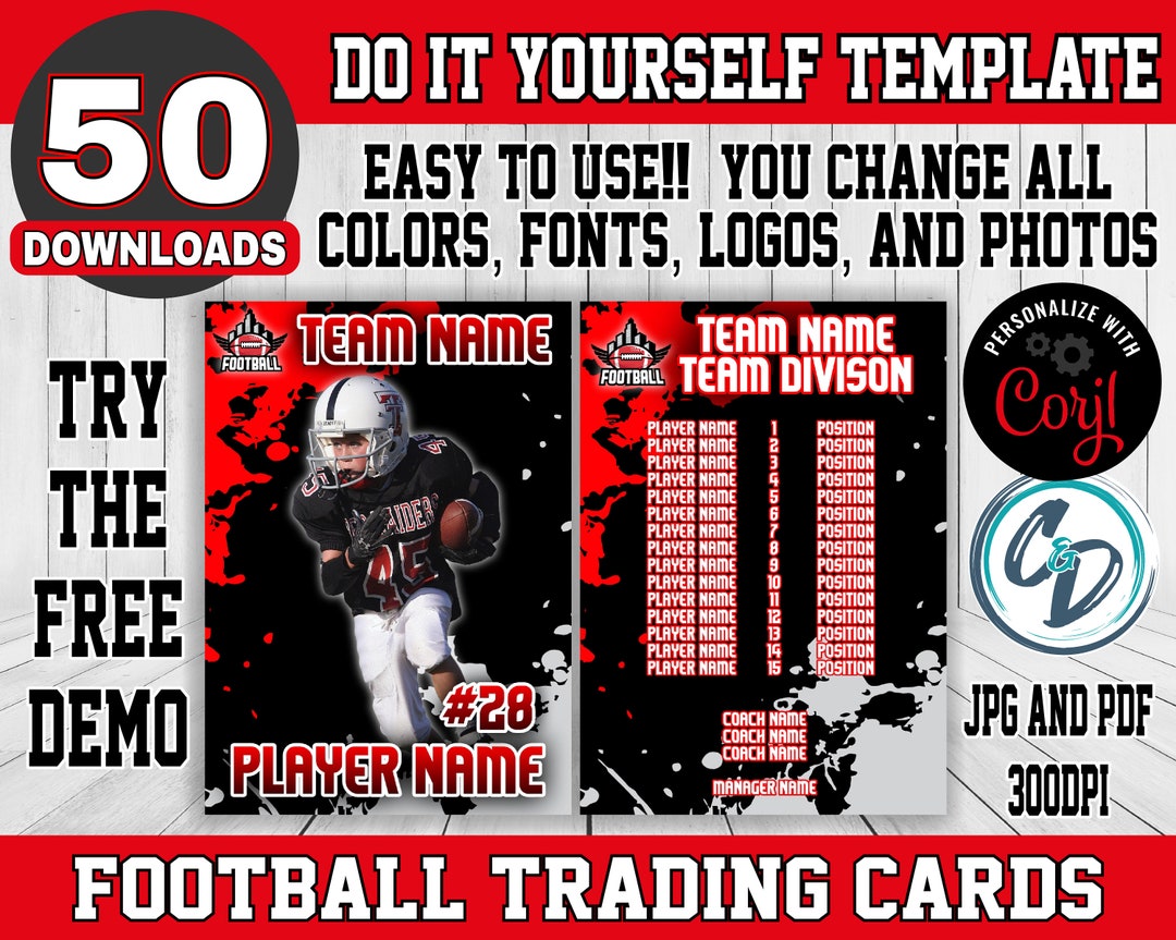 Customizable Football Card Template - Editable Sports Card Design ...