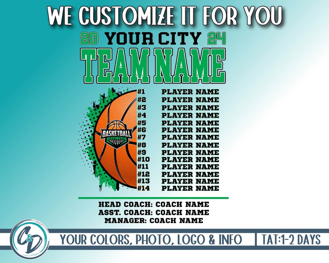 Custom Basketball Roster Design, Basketball Shirt Back Custom PNG ...