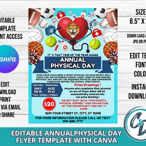 All Sports Annual Physical Exam Flyer, Editable Annual Physical Day ...