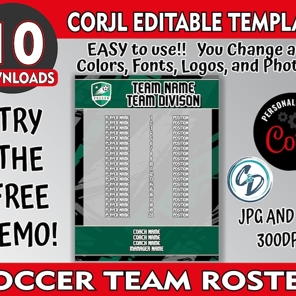 Soccer Roster Template - Etsy