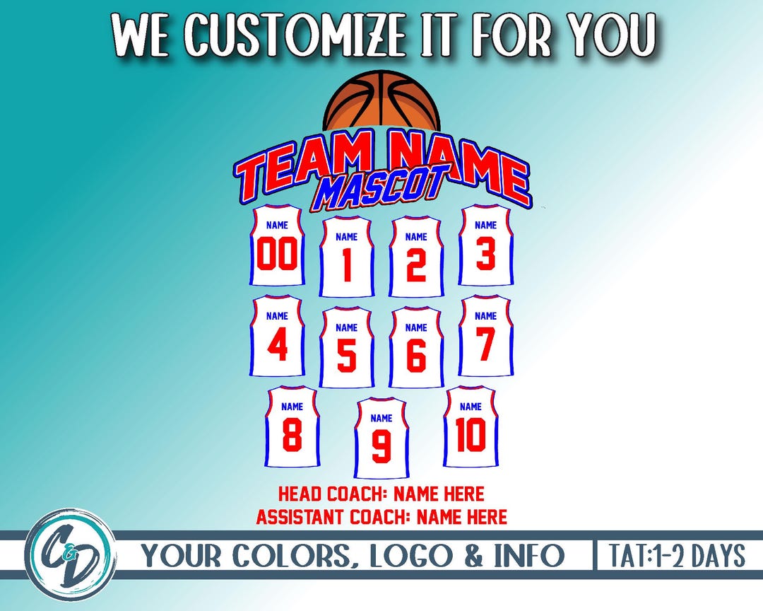 2025 Trendy New Basketball Shirt Back Roster Design, Shirt Back Custom ...