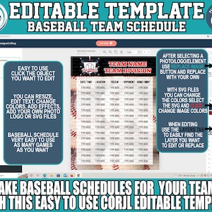 Customizable Baseball Schedule Template, Editable Sports Schedule ...