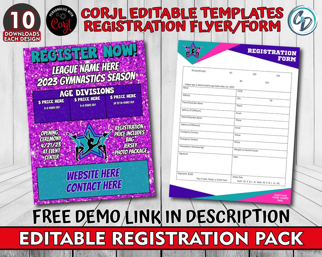Customizable Gymnastics Registration Pack, Editable Sports Registration ...