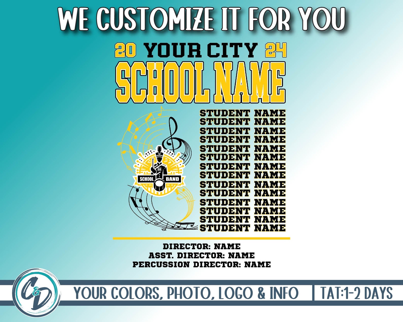 Marching Band Shirt Back Custom PNG, Band Personalized PNG, Shirt Back ...