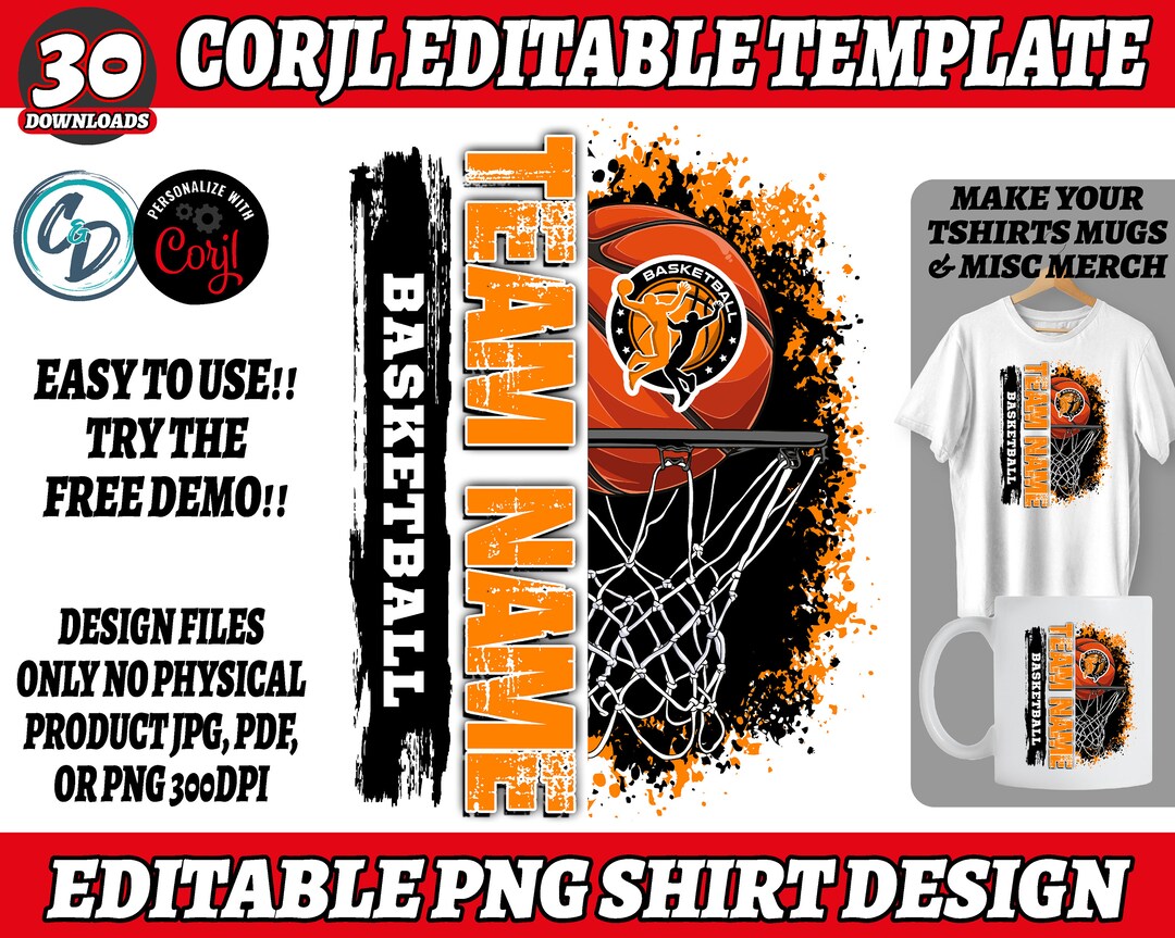 Corjl Editable Basketball Hoop Design PNG, Basketball Team PNG Design ...