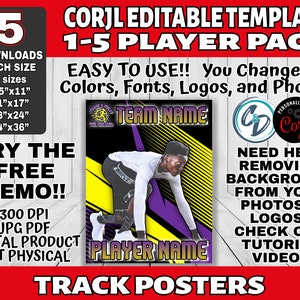 Corjl Editable Track and Field Poster Pack, Track Posters 4 Size 5 ...