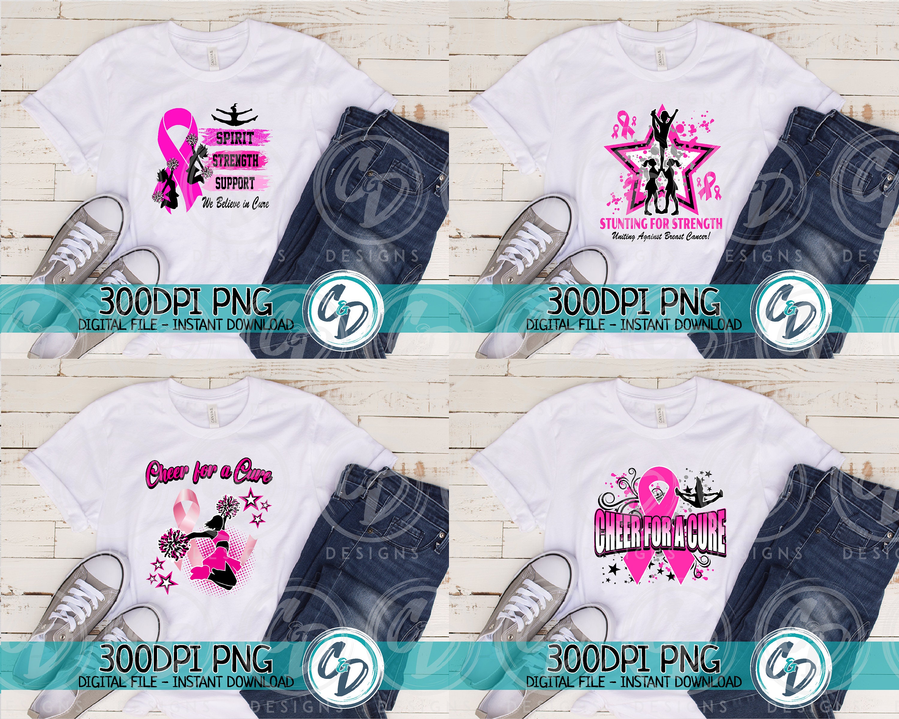 Pink Month & Cheer for a Cure Design Super Mega Pack - Pom Poms ...