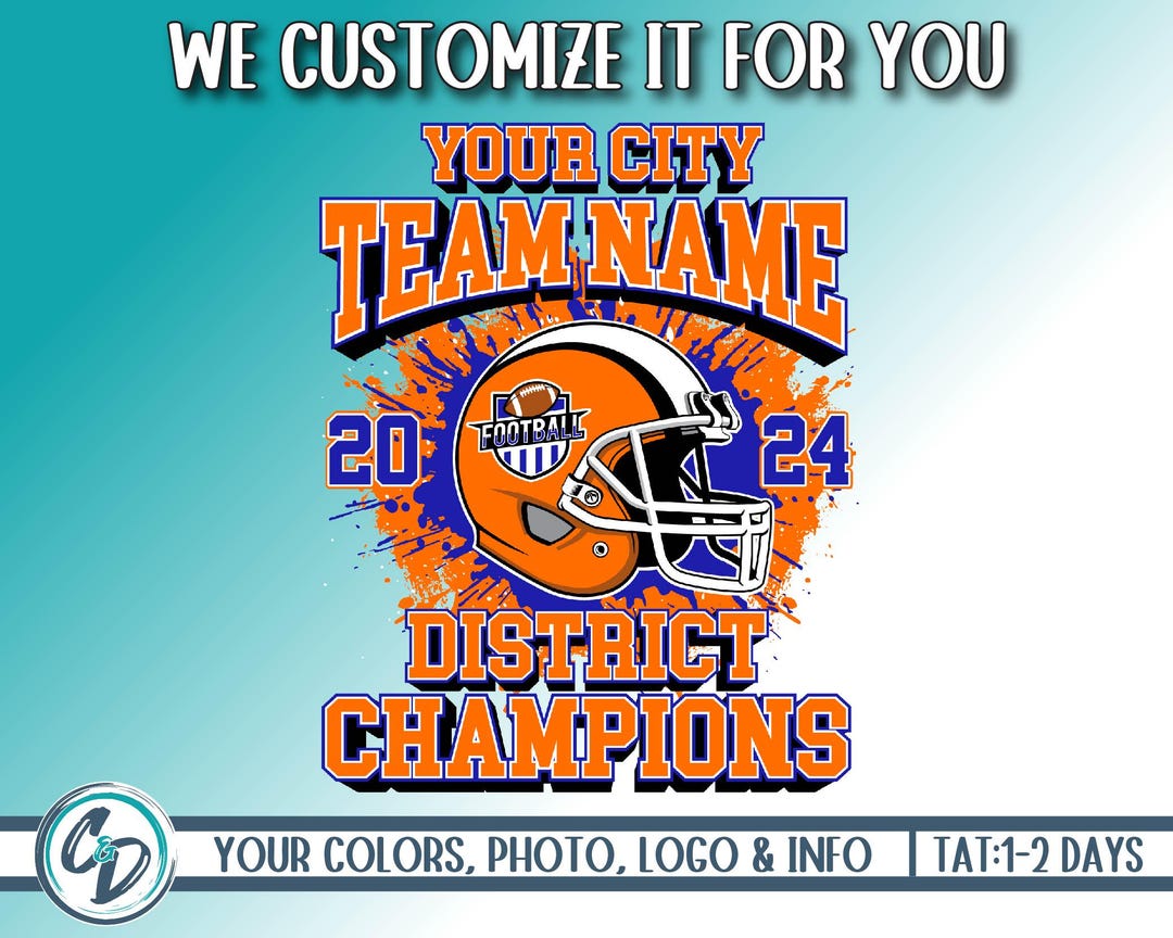 Football District Champions Design, Personalized Football Champs ...