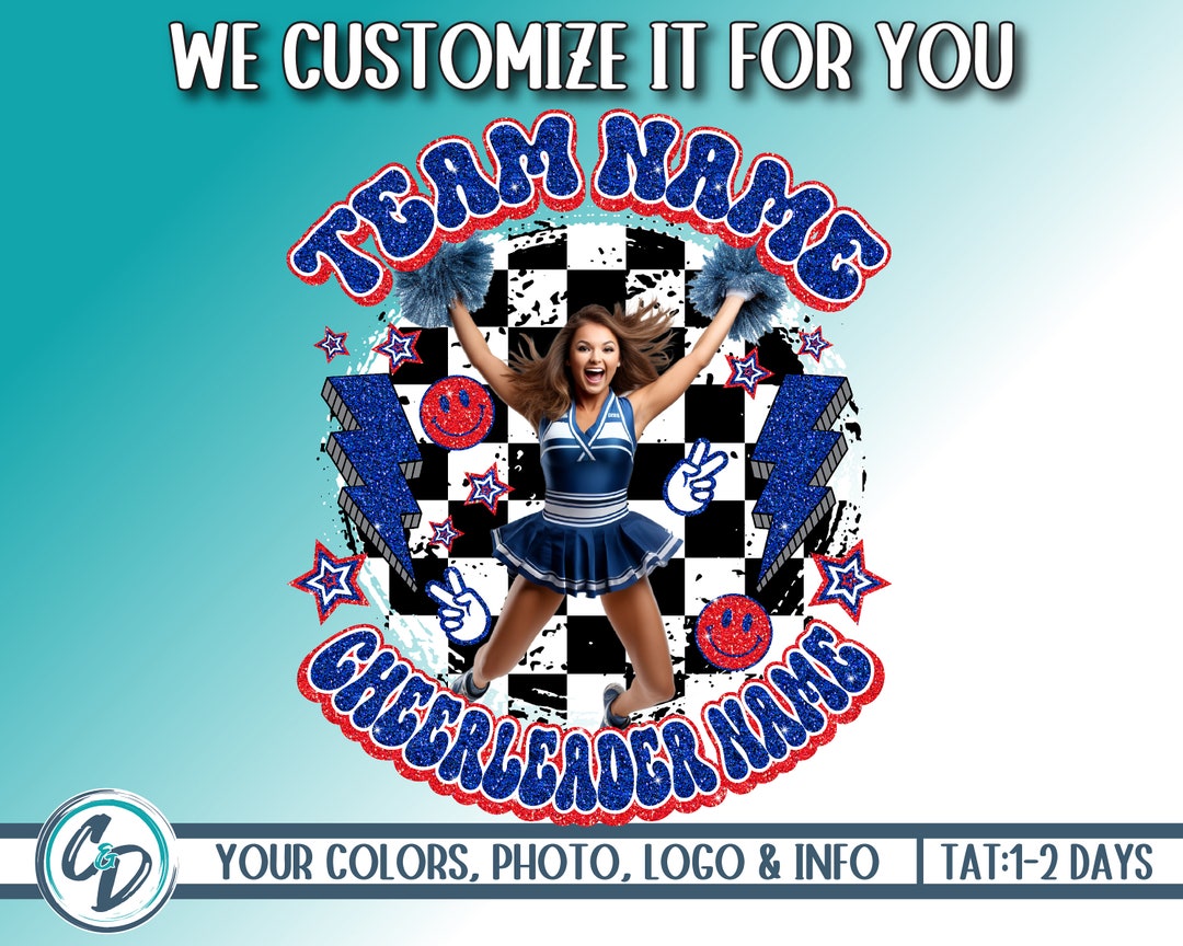 Retro Custom Cheerleading Design, Cheer Custom PNG, Shirt Design, Smile ...