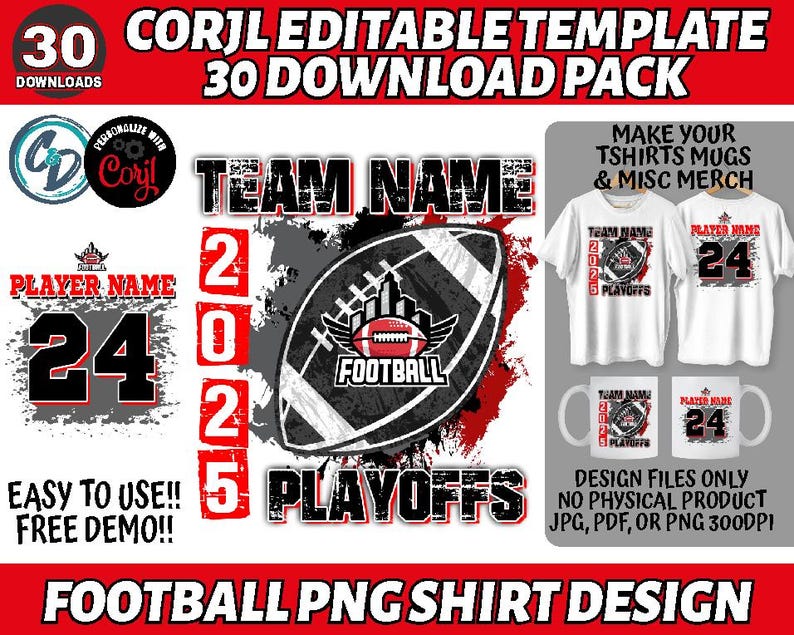 Corjl Editable Football Playoffs Design PNG, Football Team PNG Design ...