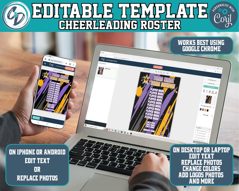 Customizable Cheerleading Roster Template, Editable Sports Roster ...