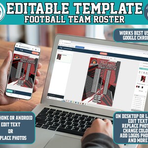 Customizable Football Roster Template Pack , 4 Designs Included, Corjl ...