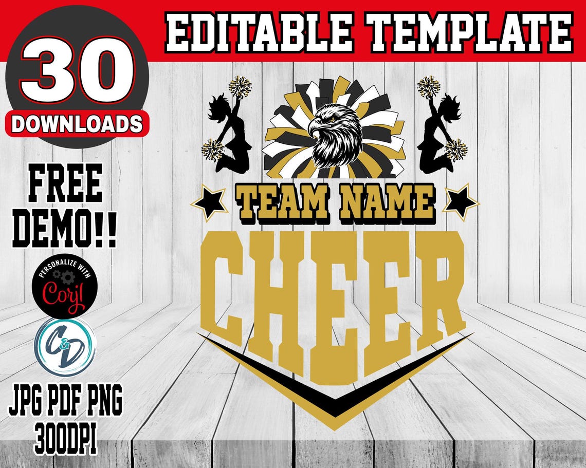 Editable Cheer Logo Template | Custom Cheer Team Design | Megaphone ...