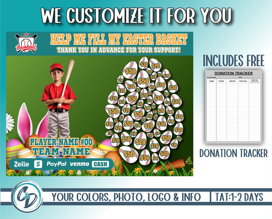 Custom Baseball Easter Pick a Ball Fundraiser, Baseball Easter Egg Hunt ...