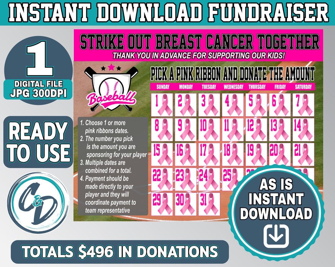 Baseball Breast Cancer Awareness Month Fundraiser, Baseball Pink Ribbon ...