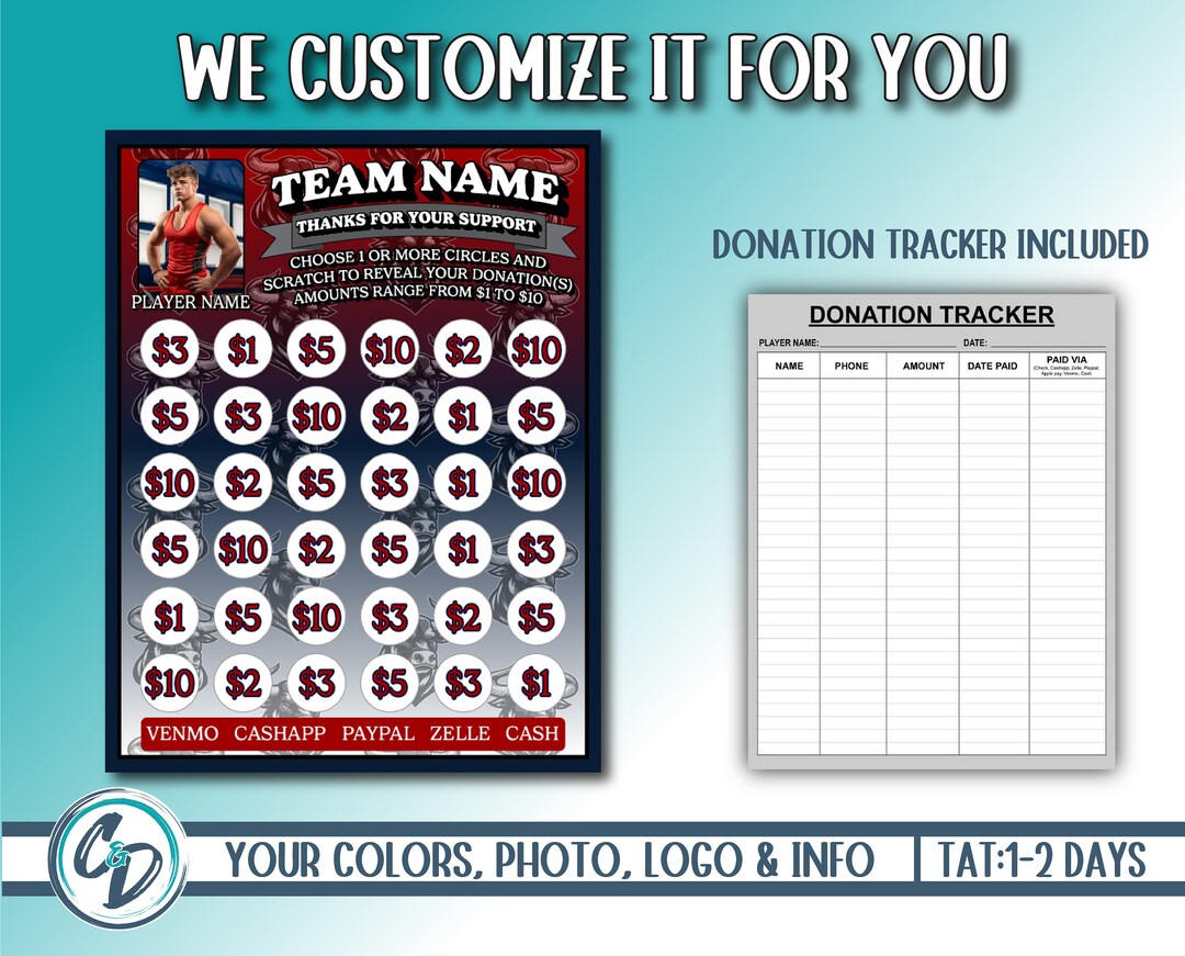 Custom Wrestling Scratch off Fundraiser, Personalized Wrestling ...