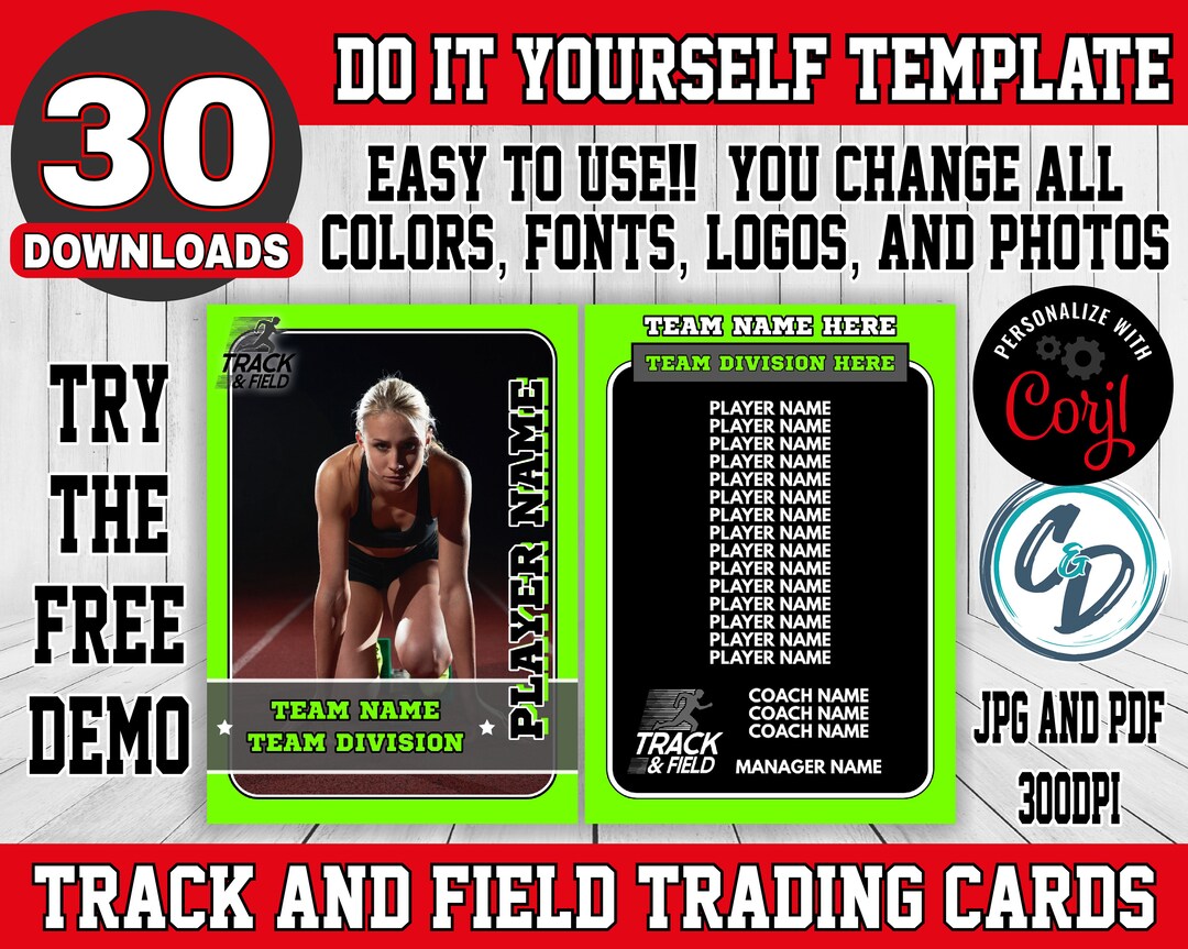 Customizable Track and Field Card Template - Editable Sports Card ...
