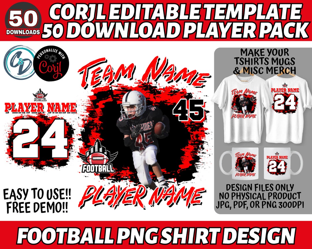 Corjl Editable Football Player Design, Custom Football Player PNG ...
