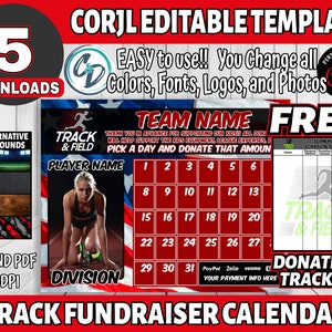 Corjl Editable Track and Field Fundraiser Calendar, Track 1 to 31 ...