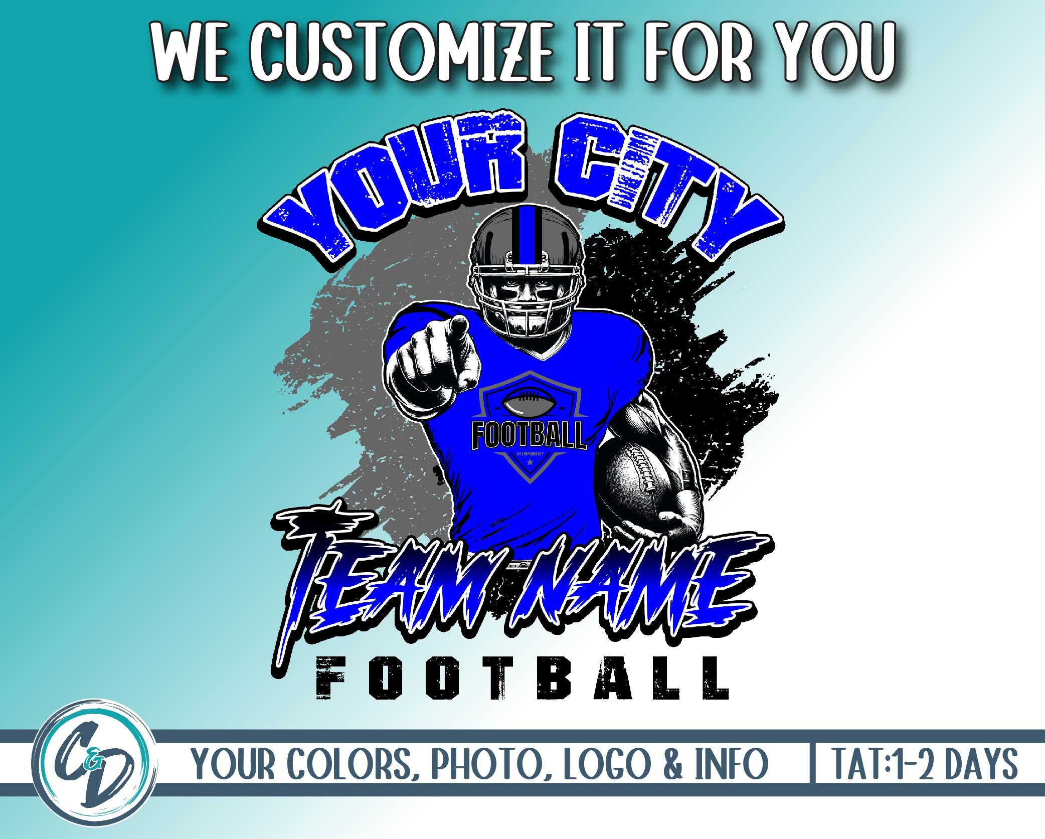 Custom Football Player Design, Custom Football Grunge PNG, Sublimation ...