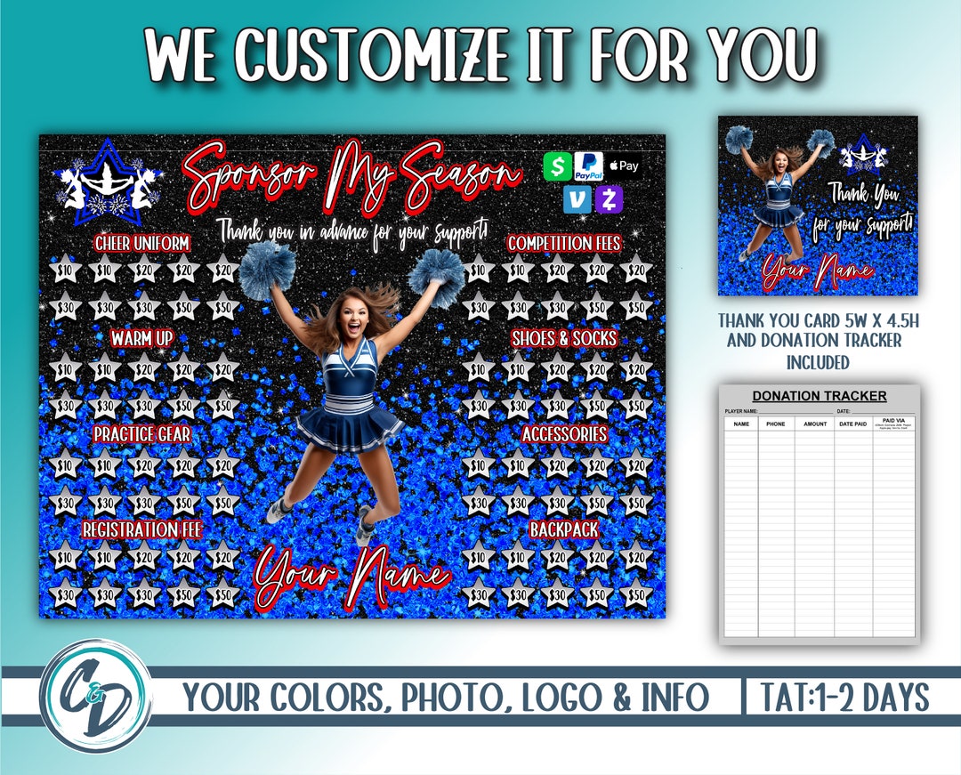 Custom Cheerleading Sponsor My Season Fundraiser, Personalized Cheer ...