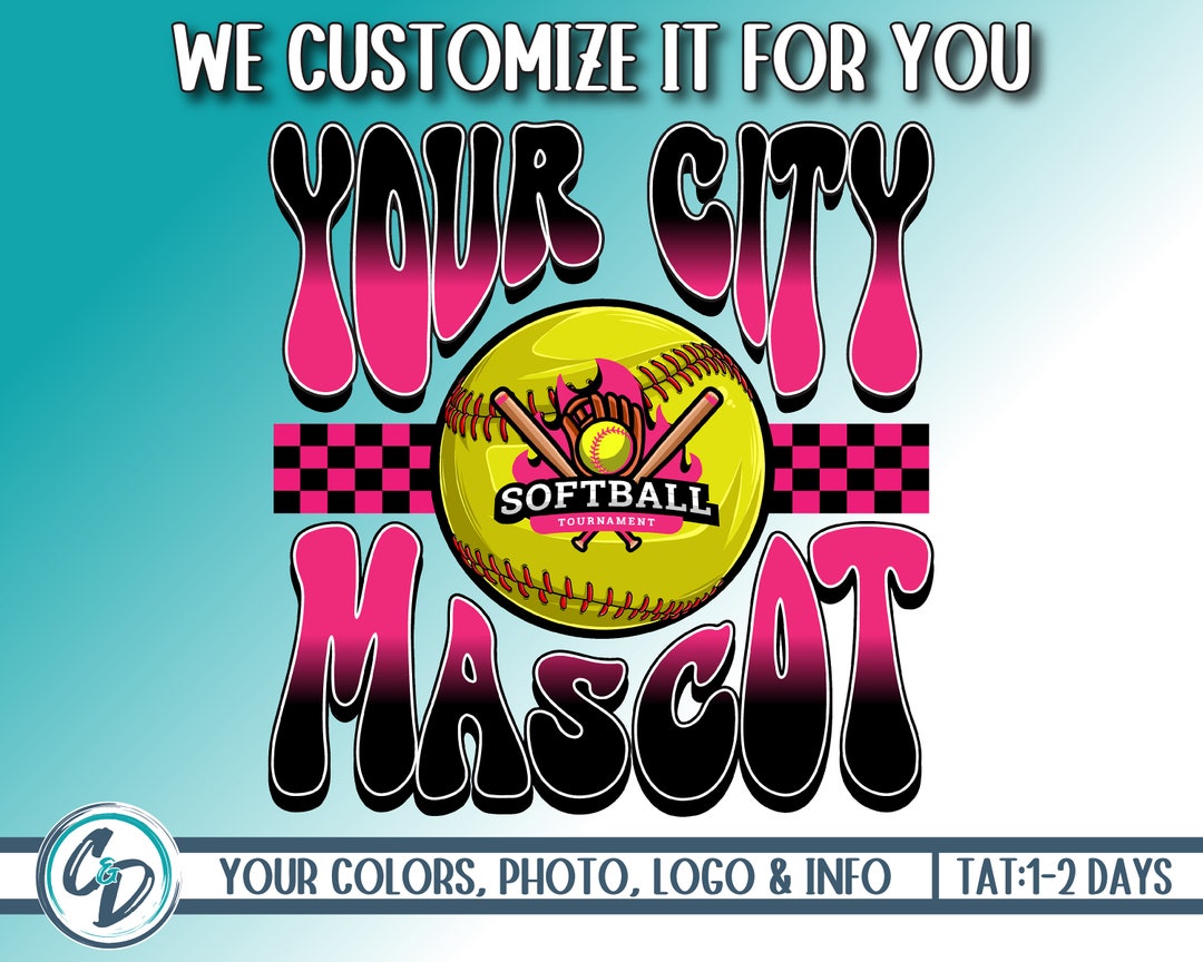 Retro Custom Softball Team Design, Softball Custom Mascot PNG, Shirt ...